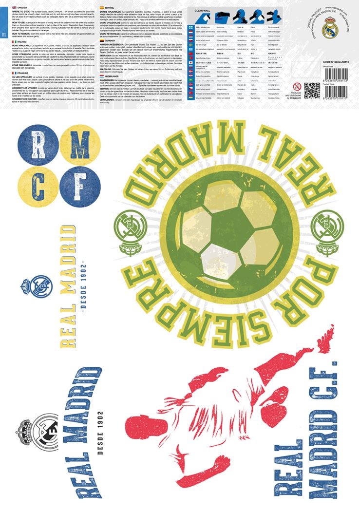 Real Madrid CF wall sticker logo vintage 2 hojas de pegatinas ...
