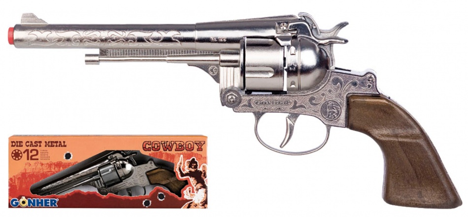 Gonher Juguete revólver de vaquero 12 de plata de acero escocés ...